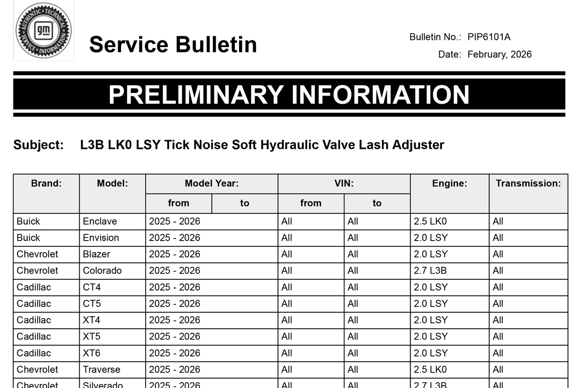 General Motors’ LSY 2.0-Liter Turbo Engine Has Yet Another Issue